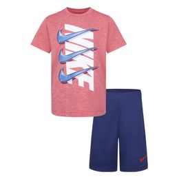 Nike Sportswear Jungen T-Shirt & Shorts "NKB B NK DF DROPSET SHORT SET", blau, Gr. 98, Obermaterial: 100% Polyester, KOB Set-Artikel, für Kinder