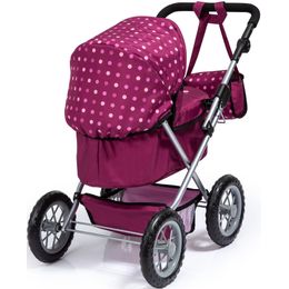 BAYER Kinder Puppenwagen "Trendy, bordeaux", rot, Kunststoff, Metall, Stoff, B:39cm H:68cm T:68cm, Puppenwagen, mit Wickeltasche