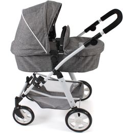 Bayer Chic 2000 CHIC2000 Kinder Kombi-Puppenwagen "Nele, Jeans Grey", grau, Kunststoff, Polyester, Stahl, B:71cm H:85cm T:71cm, Puppenwagen, zusammenklappbar