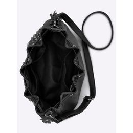 Heine Damen Handtasche, schwarz, Viskosemischung, gemustert, unifarben, Taschen