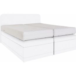 Boxspringbett, B:145cm L:212cm, wei&szlig;, Westfalia Schlafkomfort, Box und Kopfteil: Microvelours (100% Polyester) oder Kunstleder (Polyurethan);Bezug