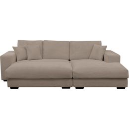 Polstergarnitur WERK2, B:286cm H:84cm T:184cm, beige, 90% Polyester, 10% Nylon, Sitzmöbel-Sets, "Eden L-Form + Hocker. Mega Couch Breite 286cm,