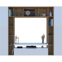 Wohnwand Inosign, B:270cm H:210cm T:35cm, wei&szlig;, Spanplatte, Wohnzimmer, Kastenm&ouml;bel-Sets, "Brooklyn"