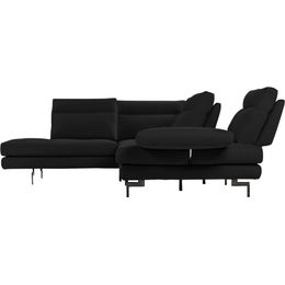 Ecksofa Calia italia, B:288cm H:90cm T:232cm, schwarz, Leder BULL (100% Leder), Wohnzimmer, Sofas, "Toby Wing, L-Form, Designsofa mit sensationellem