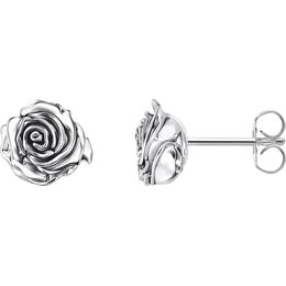 Thomas Sabo Damen Paar Ohrstecker "Midnight Rose", Silber 925 (Sterlingsilber), silber, Silber 925 (Sterlingsilber), Ohrringe