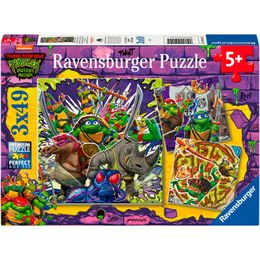 Ravensburger Jungen Puzzle "Teenage Mutant Ninja Turtles, Ninja Turtles", bunt, B:21cm H:21cm, Puzzles, 3 x 49 Teile; Made in Europe; FSC - schützt