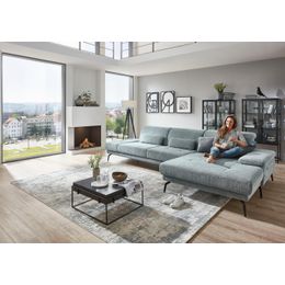 Ecksofa DIE PLANBAR, B:328cm H:82cm T:190cm, blau, 100% Polyester, Wohnzimmer, Sofas, "MP-IN20126 L-Form mit Federkern-Polsterung", mit