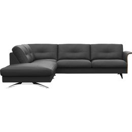 Ecksofa FLEXLUX, B:268cm H:81cm T:224cm, schwarz, 100% Echteder, Wohnzimmer, Sofas, "Glow, super bequem durch hochwertigem Sitzaufbau mit Federkern,