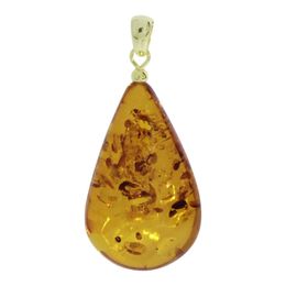 OSTSEE-SCHMUCK Damen Kettenanh&auml;nger "OSTSEE-SCHMUCK Anh&auml;nger Tropfen ca. 38 mm lang - Gold 585/000", 48 x 24mm, Bernstein, 7,6 g, gelb, Bernstein,