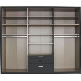 Kleiderschrank Rauch, B:275cm H:231cm T:58cm, schwarz-wei&szlig;, Holzwerkstoff, Kinderzimmer, Schr&auml;nke, "Hildesheim", inkl. Passepartout und Schubkasten
