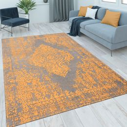 Teppich Paco Home, B:80cm H:13mm L:150cm, gelb, Baumwolle, Polyester, Wohnzimmer, Teppiche, "Mariba 200", Kurzflor, meliert, Orient-Optik, Hoch-Tief
