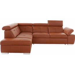 Ecksofa, B:274cm H:81cm T:206cm, braun, exxpo - SOFA FASHION, NaturLEDER (echtes Rindsleder) in Sitz und R&uuml;cken. Korpus in passendem Kunstleder