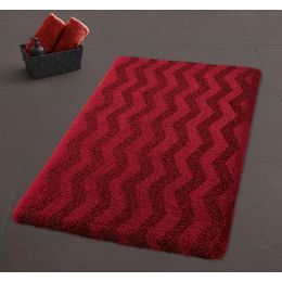 Badematte Kleine Wolke, H:20mm, rot, Polyacryl, Badematten, "&raquo;Zack&laquo;, Badvorleger, Badezimmer Teppich", Badteppich, modernes Zickzack Design, Ton in
