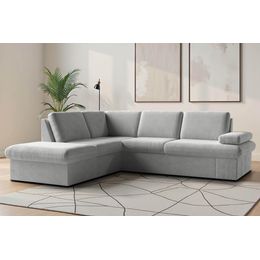 Sit & More Ecksofa SIT & MORE, B:238cm H:82cm T:202cm, grau, 100% Polyester, Sofas, "Moreno L-Form, B: 238 cm", mit Armteilverstellung, optional Bettfunktion