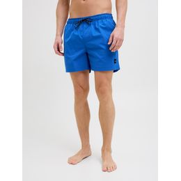 Jack & Jones JACK & JONES Herren Badeshorts "JPSTMAUI Badeshort mit elastischem Bund und normalem Schnitt", blau, Gr. XS, unifarben, Web, Polyester, Badehosen,