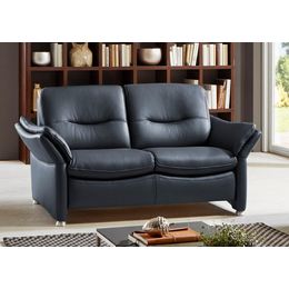 2-Sitzer Hukla, B:164cm H:91cm T:92cm, blau, Sofas, "HU-SF15058 Ledersofa, Breite 164 cm", hochwertiges Glattleder, optional mit Kopfstütze