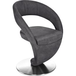 K+w Komfort & Wohnen Drehstuhl, B:62cm H:86cm T:61cm, grau, K+W KOMFORT & WOHNEN, 785: Microfaser, 100% Polyester, Esszimmer, St&uuml;hle, "Wave", Design-Drehstuhl, Drehteller