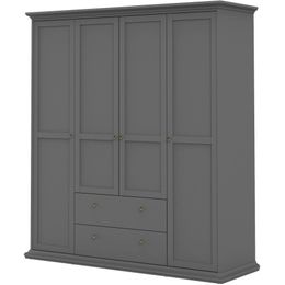 Kleiderschrank Home Affaire, B:181,5cm H:200,5cm T:60,5cm, grau, MDF, Schlafzimmer, Schränke, "Paris, Aufbewahrung Kasten Schrank Stauraum, mit