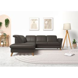 Sit & More Ecksofa SIT & MORE, B:250cm H:91cm T:220cm, grau, 100% Polyester, Wohnzimmer, Sofas, "Romero L-Form", wahlweise mit oder ohne TV-Funktion,