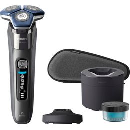 Philips Elektrorasierer "Shaver Series 7000 S7887/55", grau, B:16,2cm H:24,5cm T:16cm, Elektrorasierer, 1 Reinigungskartusche, Etui, Ladestand, mit