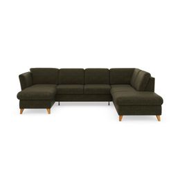 Wohnlandschaft Home Affaire, B:307cm H:86cm T:213cm, gr&uuml;n, 100% Polyester, Sofas, "Trelleborg U-Form", Federkern-Polsterung, wahlweise mit