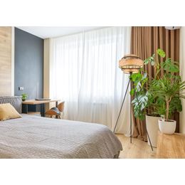 Globo LIGHTING Stehlampe "SOENI", 1 Stk., braun, Wohnzimmer, Leuchten, Stehlampe/holzoptik/Metallgeflecht/Wohnzimmer/Flur