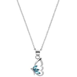 Amor Damen Kette mit Anhänger "Blue fan", mit Zirkonia, Silber 925 (Sterlingsilber), L: 42, bunt, Silber 925 (Sterlingsilber), Halsketten, mit