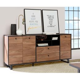 Sideboard FORTE, B:180,8cm H:81,6cm T:42cm, schwarz, Wohnzimmer, Sideboards, Breite ca. 180 cm
