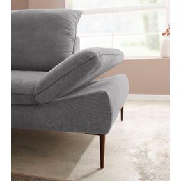 Ecksofa W.Schillig, B:294cm H:87cm T:185cm, grau, Chenille-Flachgewebe R66 (85% Polyester, 15% Nylon);Longlife Xtra-Leder Z59: Glattleder mit
