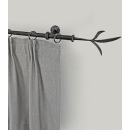 Gardinenstange Garesa, L:330cm &Oslash;:16mm, schwarz, Metall, Gardinenstangen, "ESPERANCA", rustikale Vorhanggarnitur, verl&auml;ngerbar, Endknopf Zweig, m.