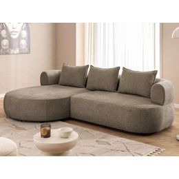 Ecksofa Home Affaire, B:257cm H:78cm T:159cmbraun, 100% Polyester, Wohnzimmer, Sofas, "LUSSAC L-Form Design-Sofa mit Zierkissen, Maße B/T/H: