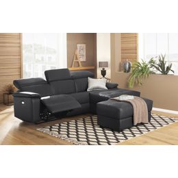 Ecksofa Home Affaire, B:252cm T:164cm, schwarz, Webstoff (95% Polyester/5% Nylon), Wohnzimmer, Sofas, "Binado, L-Form", mit manueller oder