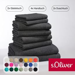 Handtuch Set s.Oliver, schwarz, Walkfrottier, Obermaterial: 100% Baumwolle, Handtuch-Sets, "s.Oliver, Premium Qualit&auml;t, 600 gr/m&sup2;", 2 G&auml;stet&uuml;cher