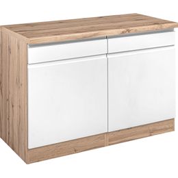 Unterschrank KOCHSTATION, B:120cm H:86cm T:60cm, wei&szlig;, Holzwerkstoff, K&uuml;che, Schr&auml;nke, "KS-Bruneck", >>Bruneck<< 120 cm breit, f&uuml;r viel Stauraum,