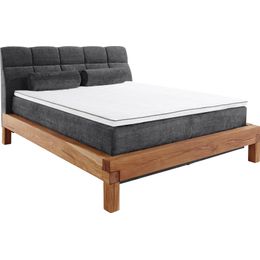 Boxspringbett Home Affaire, B:179cm L:231cm, grau, Polyester, Komplettbetten, "Villads", Liegefl&auml;che: 160/200 cm aus Balkeneiche,
