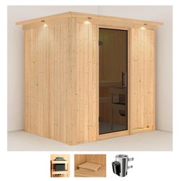 Karibu Sauna "Finja", Saunaofen, integrierte Steuerung, 3,6 kW, beige, Saunen, Ofen 3,6 kW intgr. Strg
