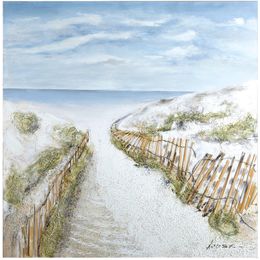 Leinwandbild Gilde, B:100cm H:100cm T:3cm, blau, Leinwand, Wohnzimmer, Bilder, "Gem&auml;lde D&uuml;nen-Idylle"