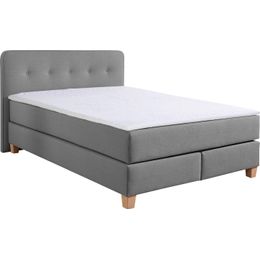 Boxspringbett Home Affaire, B:153cm L:227cm, grau, Struktur fein (100% Polyester);Samtstoff (100% Polyester), Komplettbetten, "Fargo", in &Uuml;berl&auml;nge