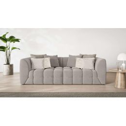 Big-Sofa s.Oliver, B:259cm H:104cm T:126cm, grau, 100% Polyester, Sofas, "COBBO 3-Sitzer Design-Sofa Bubble-Optik, Ma&szlig;e B/T/H: 259/126/104 cm", mit