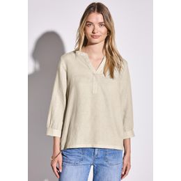 Street One Damen Klassische Bluse, beige, Gr. 34, unifarben, Web, 60% Leinen, 40% Baumwolle, Blusen, mit 3/4 &Auml;rmeln