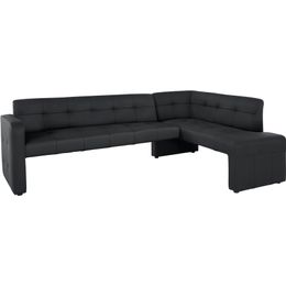 Eckbank, B:157cm H:82cm T:245cm, schwarz, exxpo - SOFA FASHION, Microfaser (Zusammensetzung: 100% Polyester);Lederfaserstoff (Grundgewebe 41%