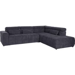 Ecksofa DOMO collection, B:275cm H:80cm T:228cm, blau, Wohnzimmer, Sofas, "Brandon L-Form, auch in Leder", inklusive Kopfteilverstellung, wahlweise