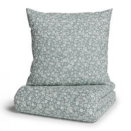 Bettwäsche my home, grün, Renforcé, Obermaterial: 100% Baumwolle, Jugendzimmer, Bettwäsche, "Mariby", mit feinem Blümchen Design, skandinavisch,