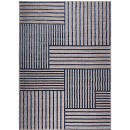 Teppich FLAIR RUGS, B:80cm H:4mm L:150cm, blau, Kunstfaser, Wohnzimmer, Teppiche, "Vigo Blocks", Vigo Blocks Indoor Outdoor-Teppich