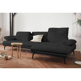 Ecksofa Andas, B:295cm H:83cm T:162cm, schwarz, Struktur weich (100% Polyester);Struktur grob (100% Polyester);100% NaturLEDER, Wohnzimmer, Sofas,