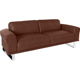 2,5-Sitzer W.Schillig, B:232cm H:78cm T:94cm, braun, Sofas, "montanaa", mit Metallkufen in Chrom gl&auml;nzend, Breite 232 cm