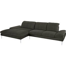 Ecksofa W.Schillig, B:340cm H:87cm T:185cm, gr&uuml;n, Chenille-Flachgewebe R66 (85% Polyester, 15% Nylon);Longlife Xtra-Leder Z59: Glattleder mit