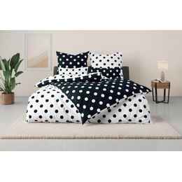 Wendebettw&auml;sche my home, schwarz, Polycotton recycelt, Obermaterial: 50% Baumwolle, 50% Polyester, Bettw&auml;sche, "Dots", ab Gr&ouml;&szlig;e 135x200 cm, aus