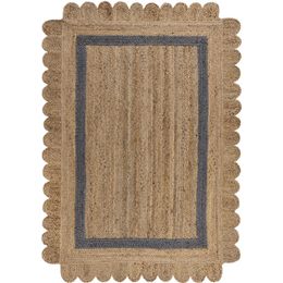 Teppich FLAIR RUGS, B:160cm H:7mm L:230cm, beige, Jute, Wohnzimmer, Teppiche, "Grace aus Jute mit Muschelrandsaum", aus 100% Jute,
