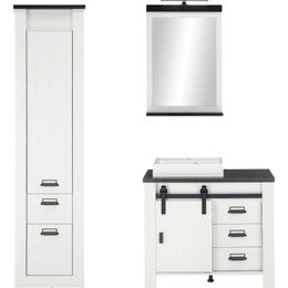 Badm&ouml;bel-Set Home Affaire, B:156cm H:210cm T:43cm, wei&szlig;, Holzwerkstoff, Kastenm&ouml;bel-Sets, "SHERWOOD, Bad im modernen Design, 3-teiliges Badezimmer",